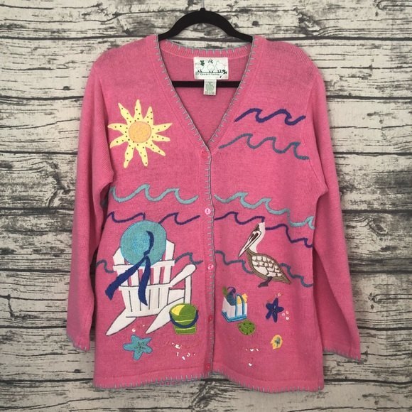 Quacker Factory | Sweaters | Quaker Factory Detailed Beach Pink Sweater ...